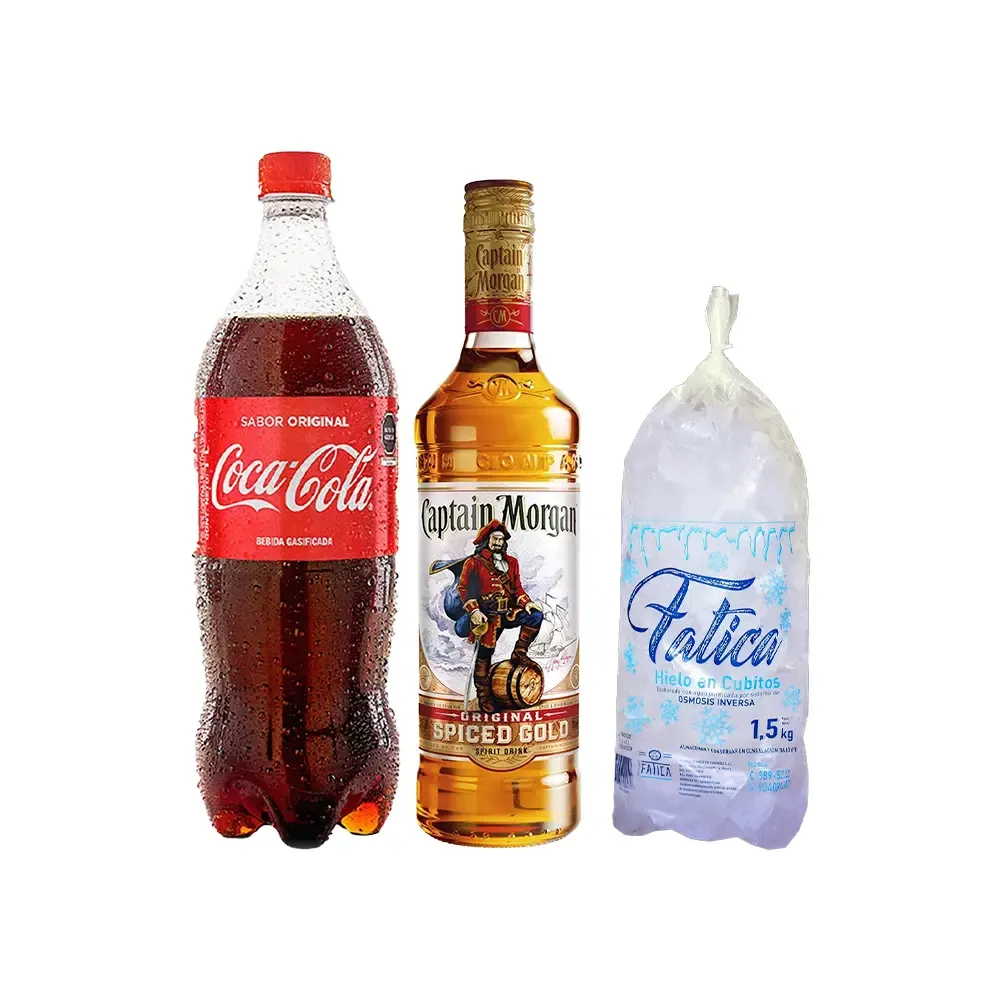 Pack 1 Ron Captain Morgan 700Ml + 1 Coca Cola 1Lt + 1 Hielo Fatica ...