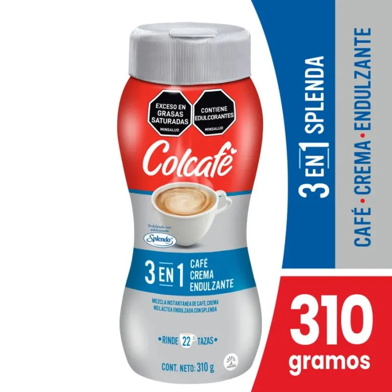 3 en 1 mezcla de cafe colcafe con crema no lactea x 310 grs ...