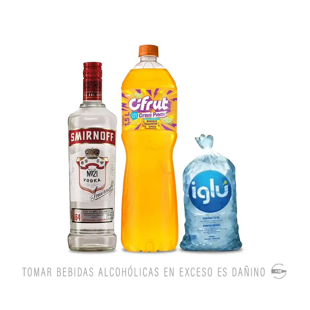 Pack (1 Vodka Smirnoff Red 700ml + 1 Jugo Cifrut Citrus Punch 1.5 L + 1 ...