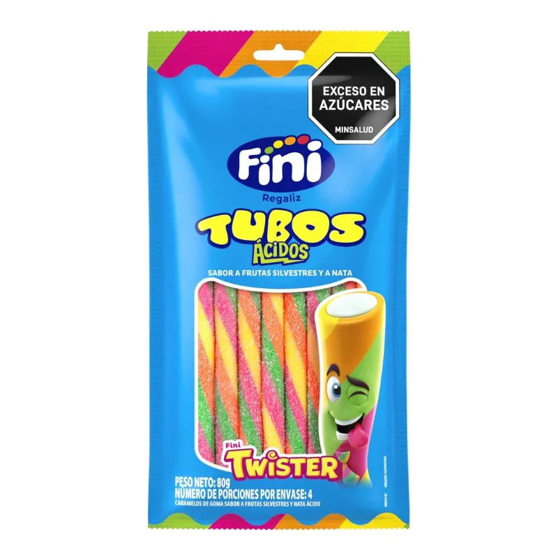 Gomas fini tubos twister acidos frutas silvestres y nata x 80 grs ...