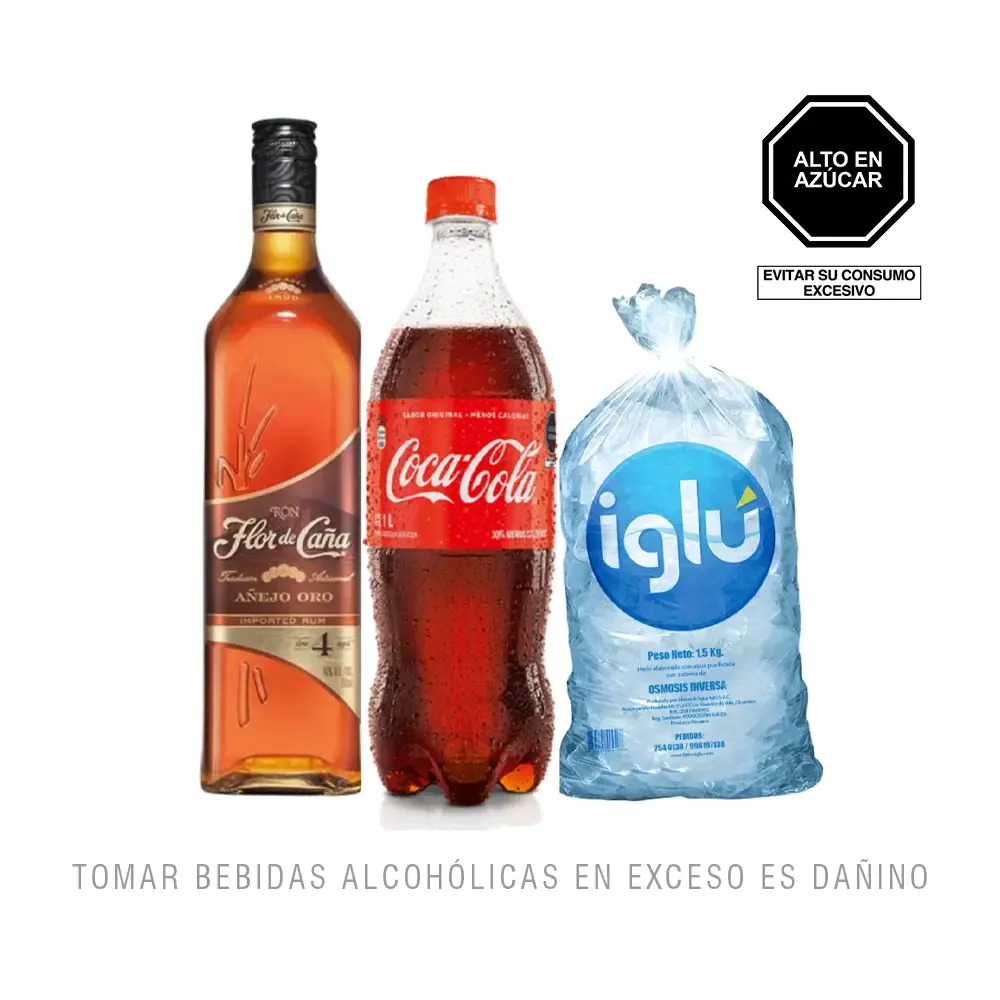 Pack (1 Ron Flor De Caña Oro 4 Años x 750 Ml + 1 Coca Cola x 1 Lt ...
