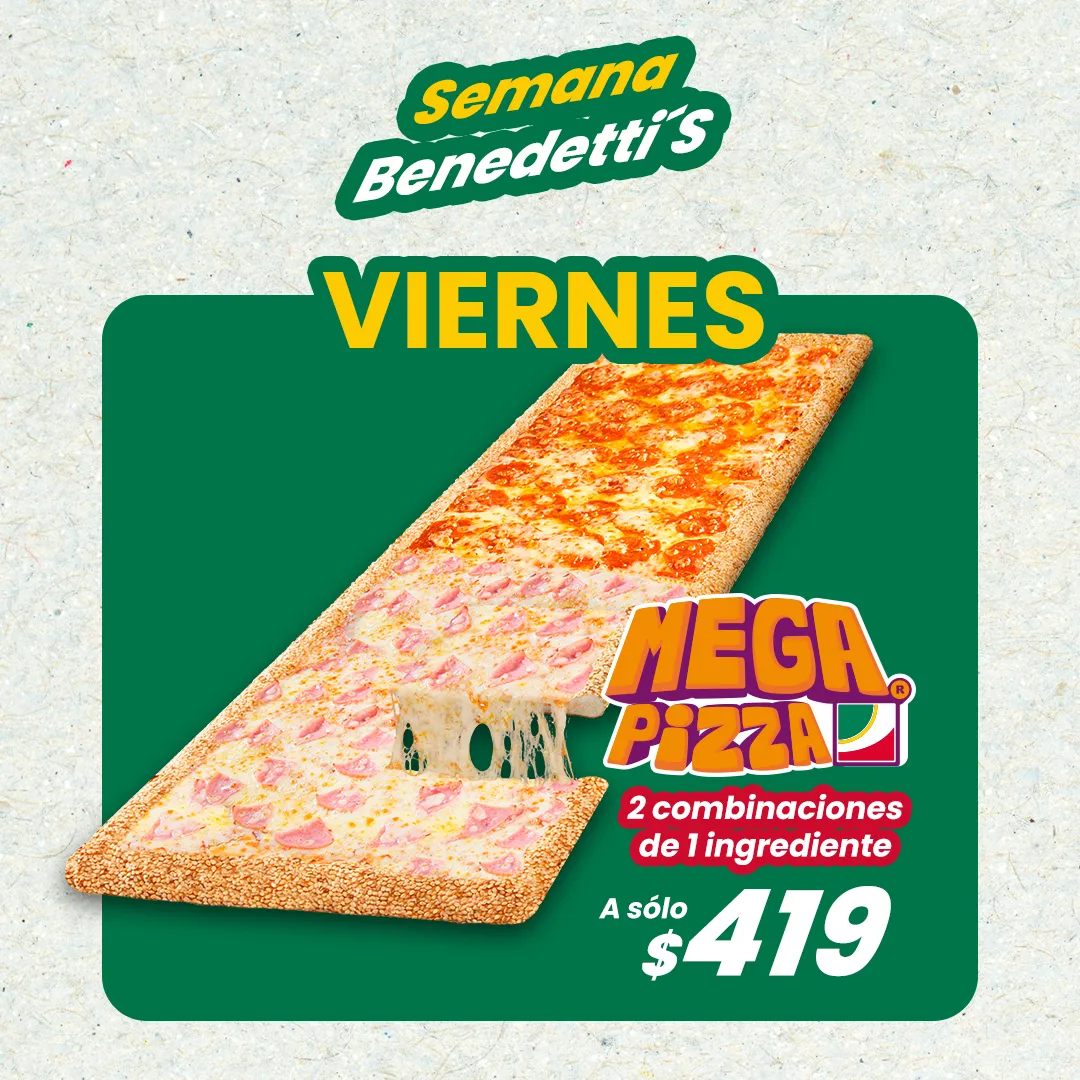 Mega Pizza de 1 ing. por $419 - Benedetti's Pizza a domicilio I comida ...