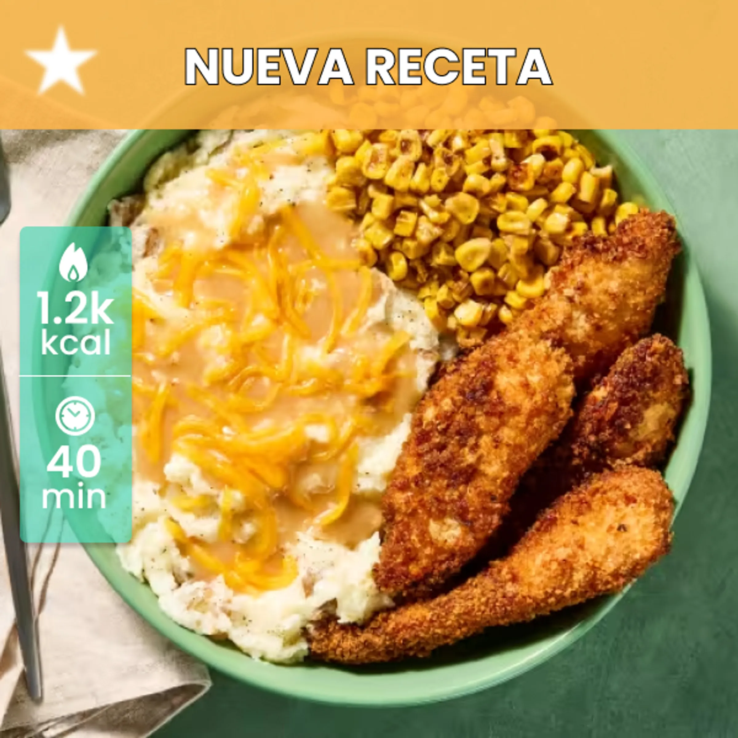 Kit: Bowl de pollo crujiente con puré, maíz tostado y queso monterey ...