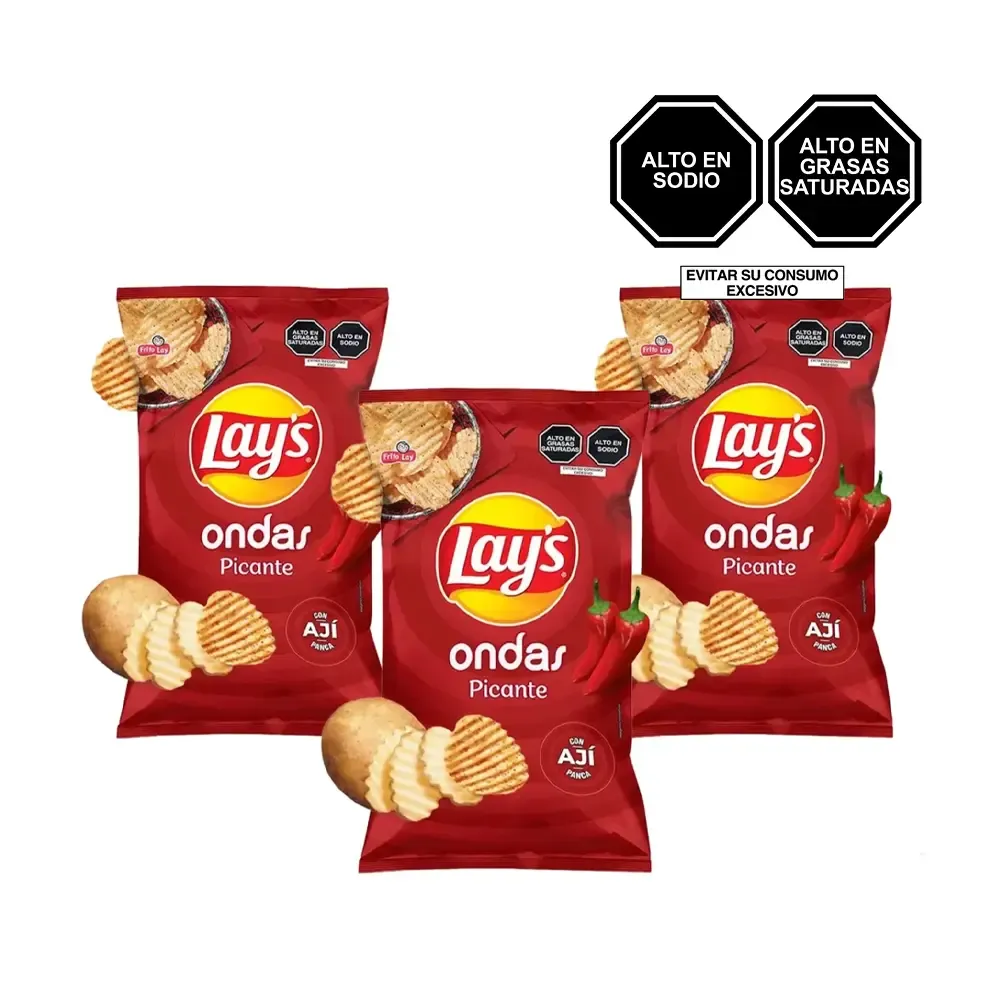 Pack (3 Papas Lays Ondas Picante x 140 Gr) - Tambo | Cada vez más cerca