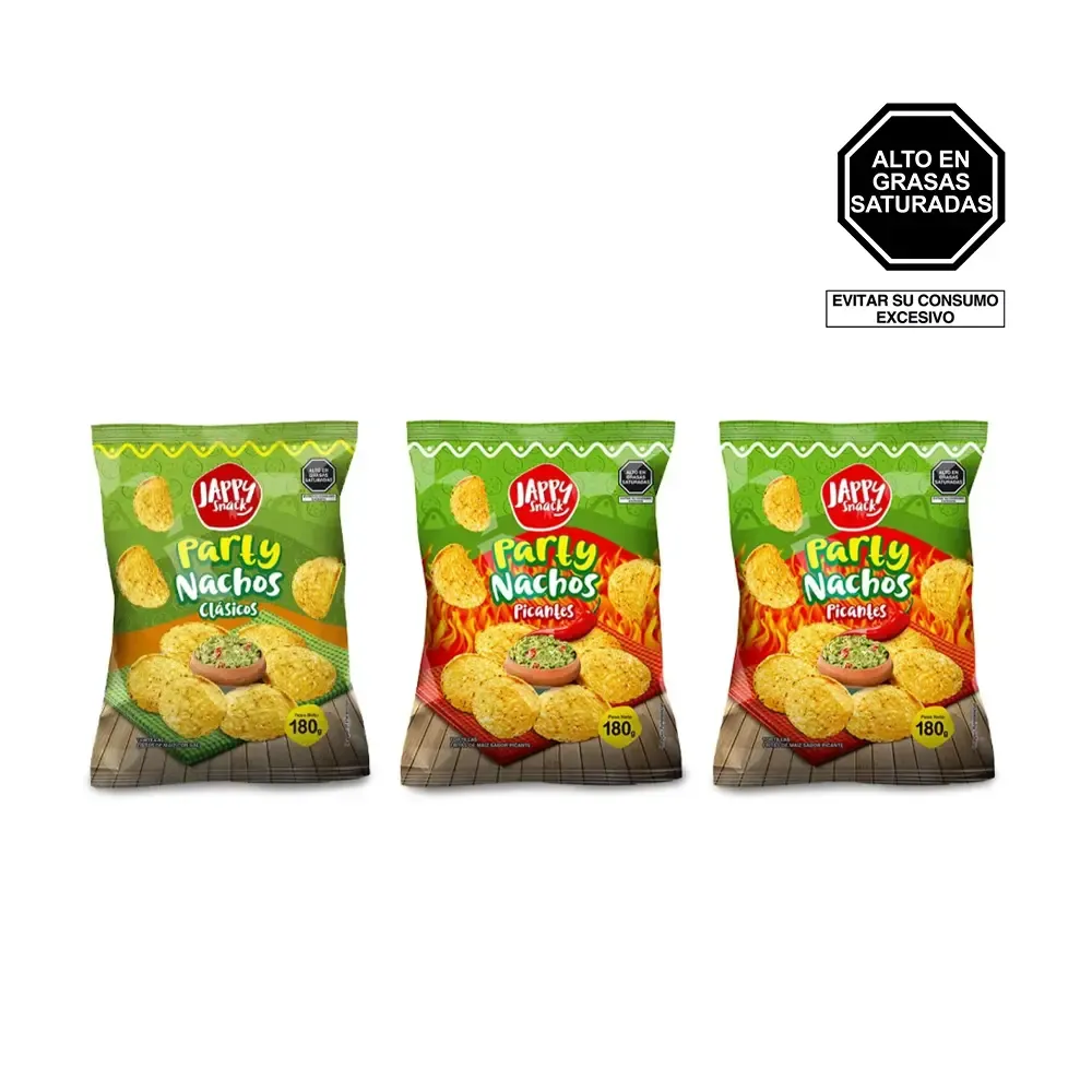 Pack (2 Nachos Jappy Snack Picantes x 180 Gr + 1 Nachos Jappy Snack ...