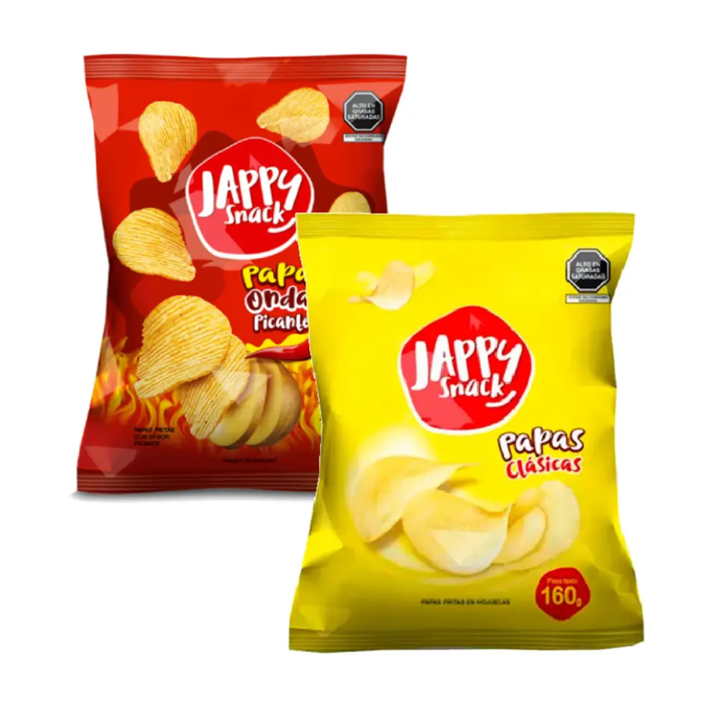 Pack (1 Papas Jappy Snack Clasicas x 160 Gr + 1 Papas Jappy Snack Ondas ...