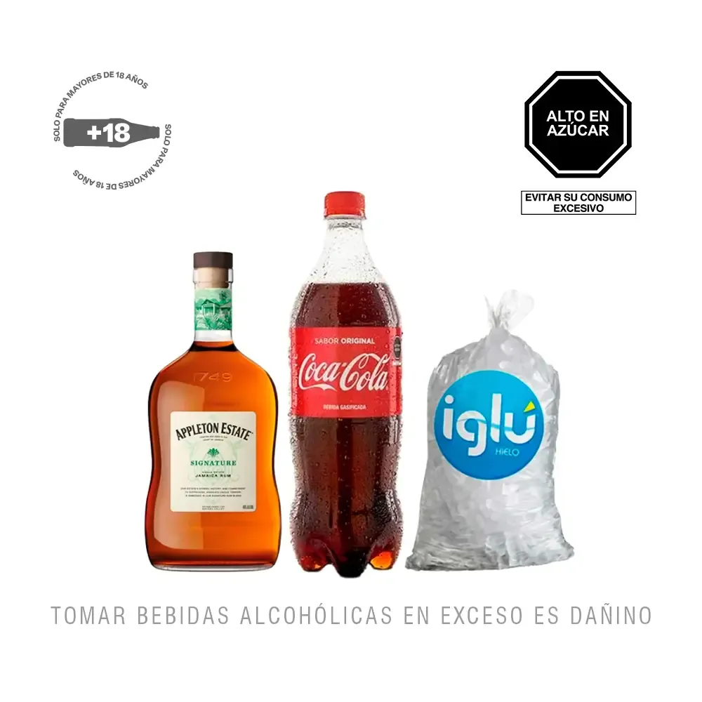 Pack (1 Ron Appleton Estate Signature Blend 750 ml + 1 Coca Cola 1Lt ...