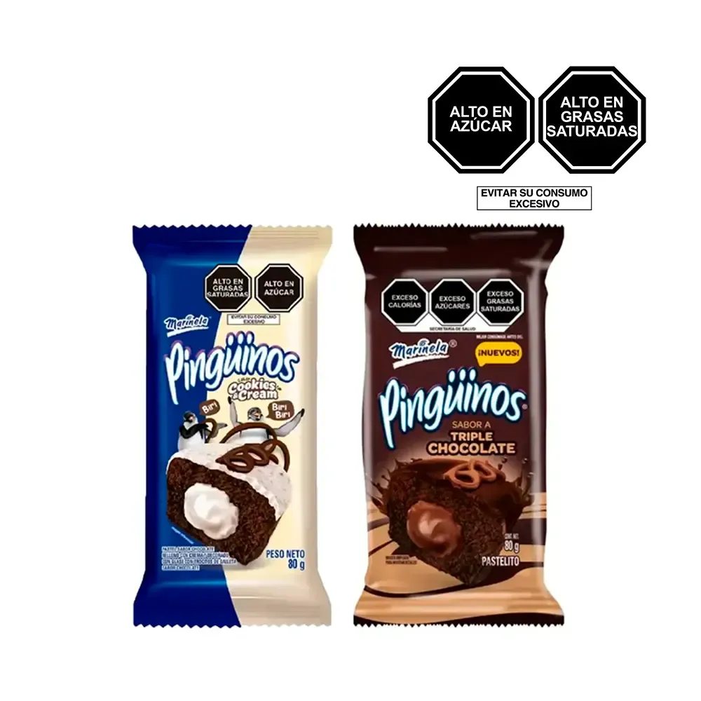 Pack 1 (Keke Pinguino Marinela Cookies Cream 80gr + Keke Pinguino ...