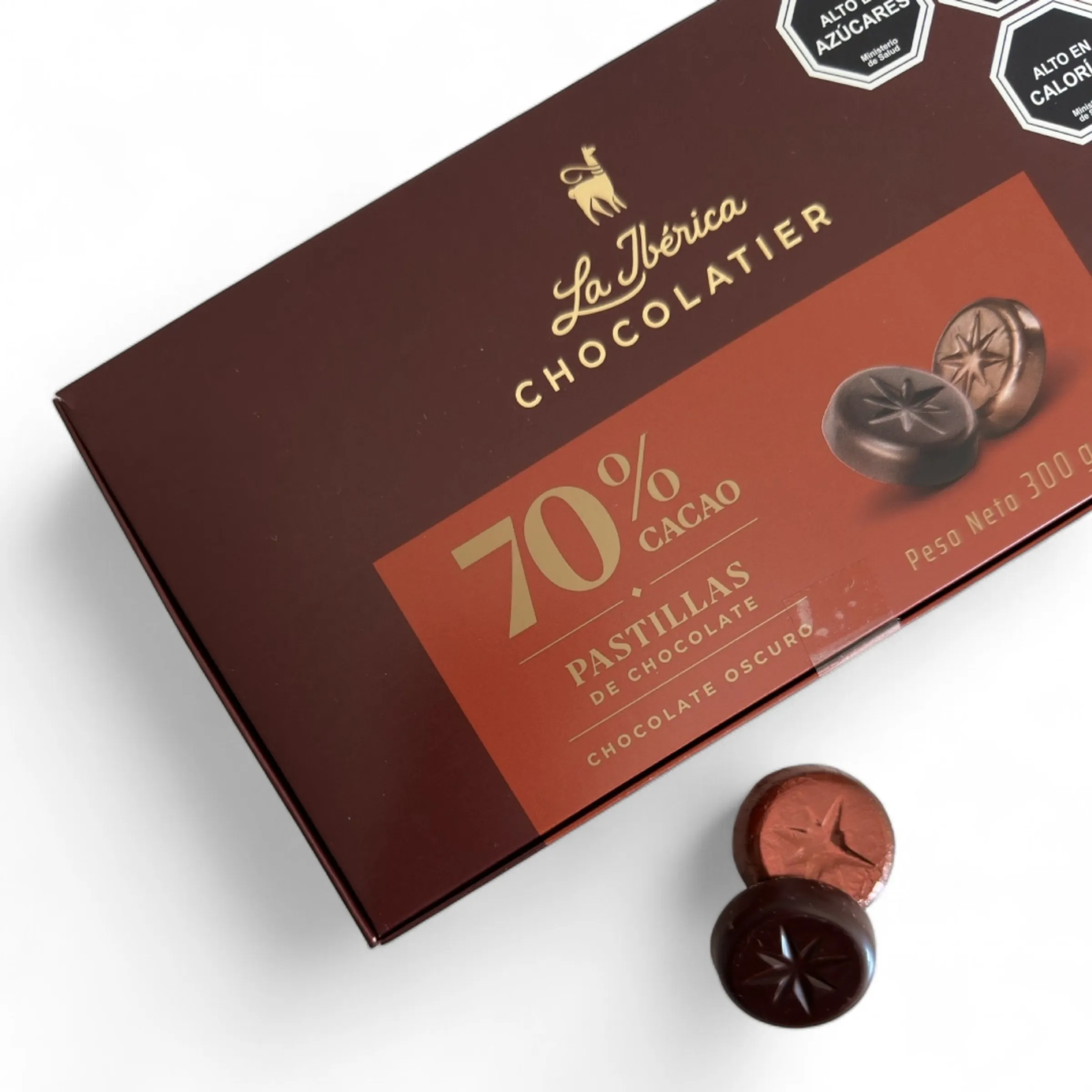 Pastillas de chocolate 70% cacao x 300 g - La Ibérica - Tienda Online