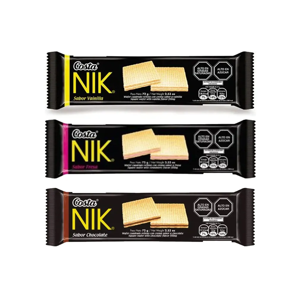 Pack (1 Wafer Nik Vainilla 72 Gr + 1 Wafer Nik Fresa 72 Gr + 1 Wafer ...