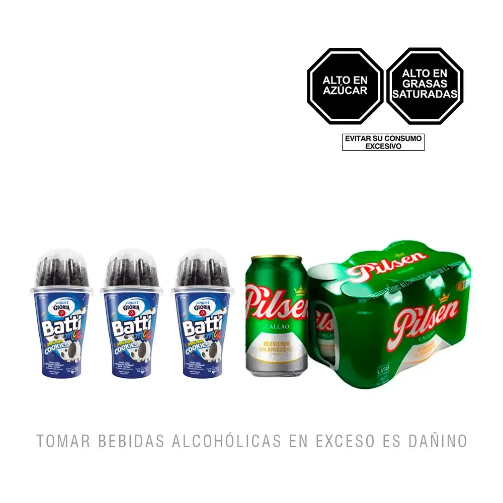 Pack (1 Cerveza Pilsen Callao Six Pack Lata 355 ml + 3 Yogurt Battimix ...