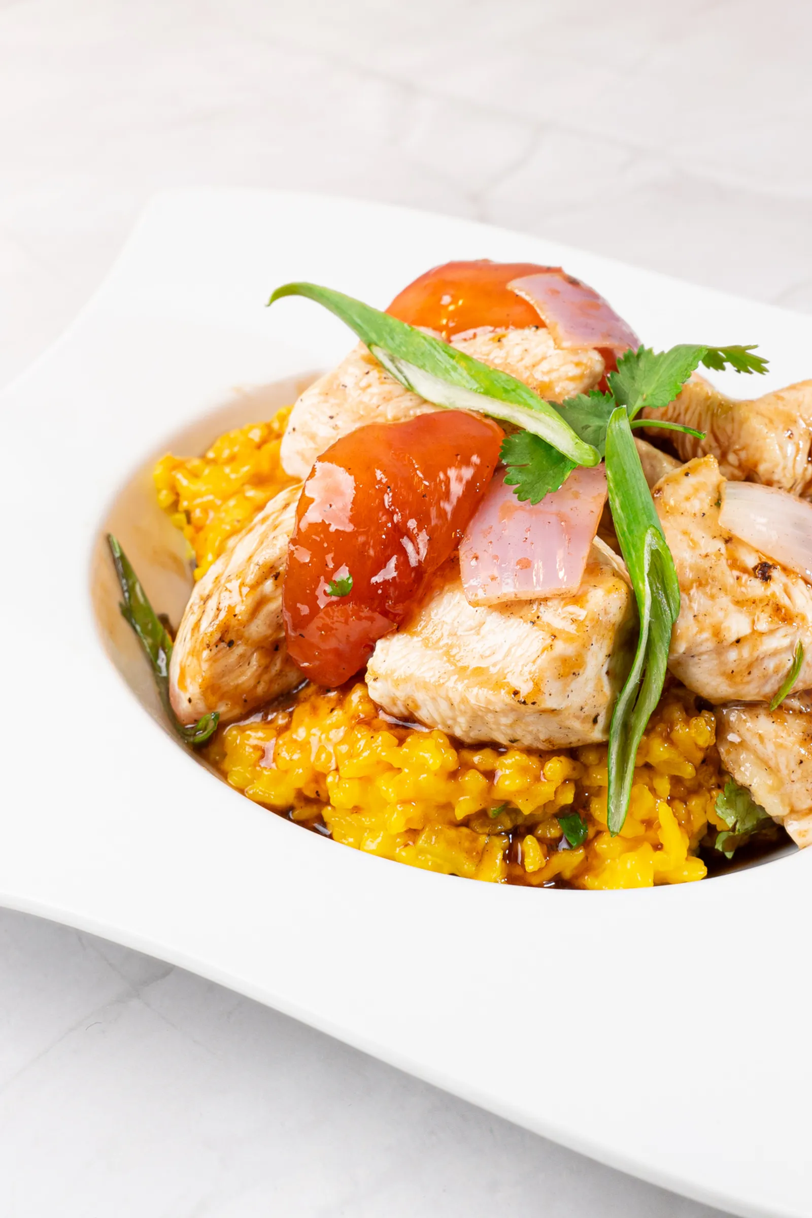 Pollo saltado con risotto - Inagi - Comida peruana y sushi nikkei ...