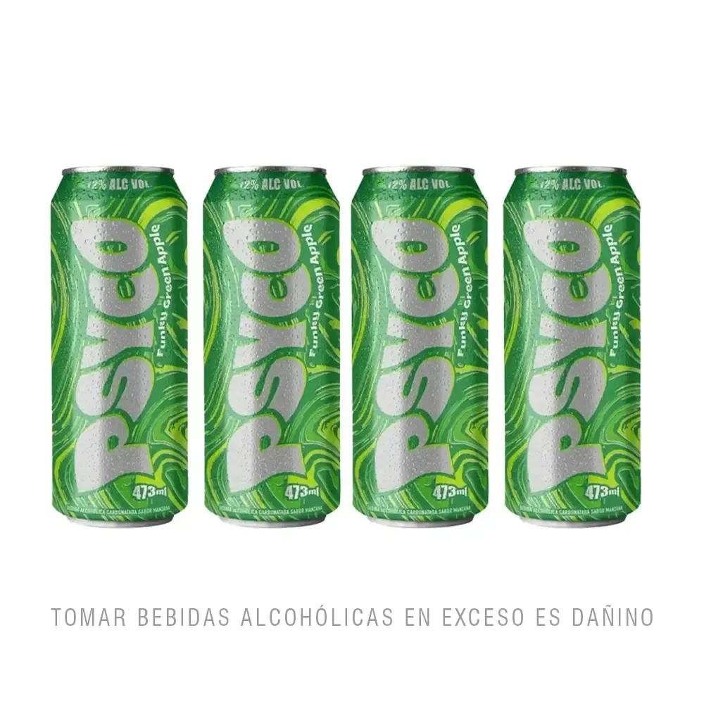Pack 4 Psyco Funky Green Apple 473 Ml - Tambo | Cada vez más cerca