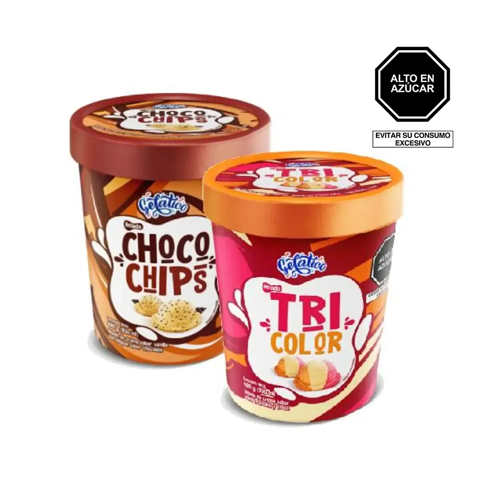 Pack (1 Helado Gelatico Tricolor x 930 Ml + 1 Helado Gelatico ...