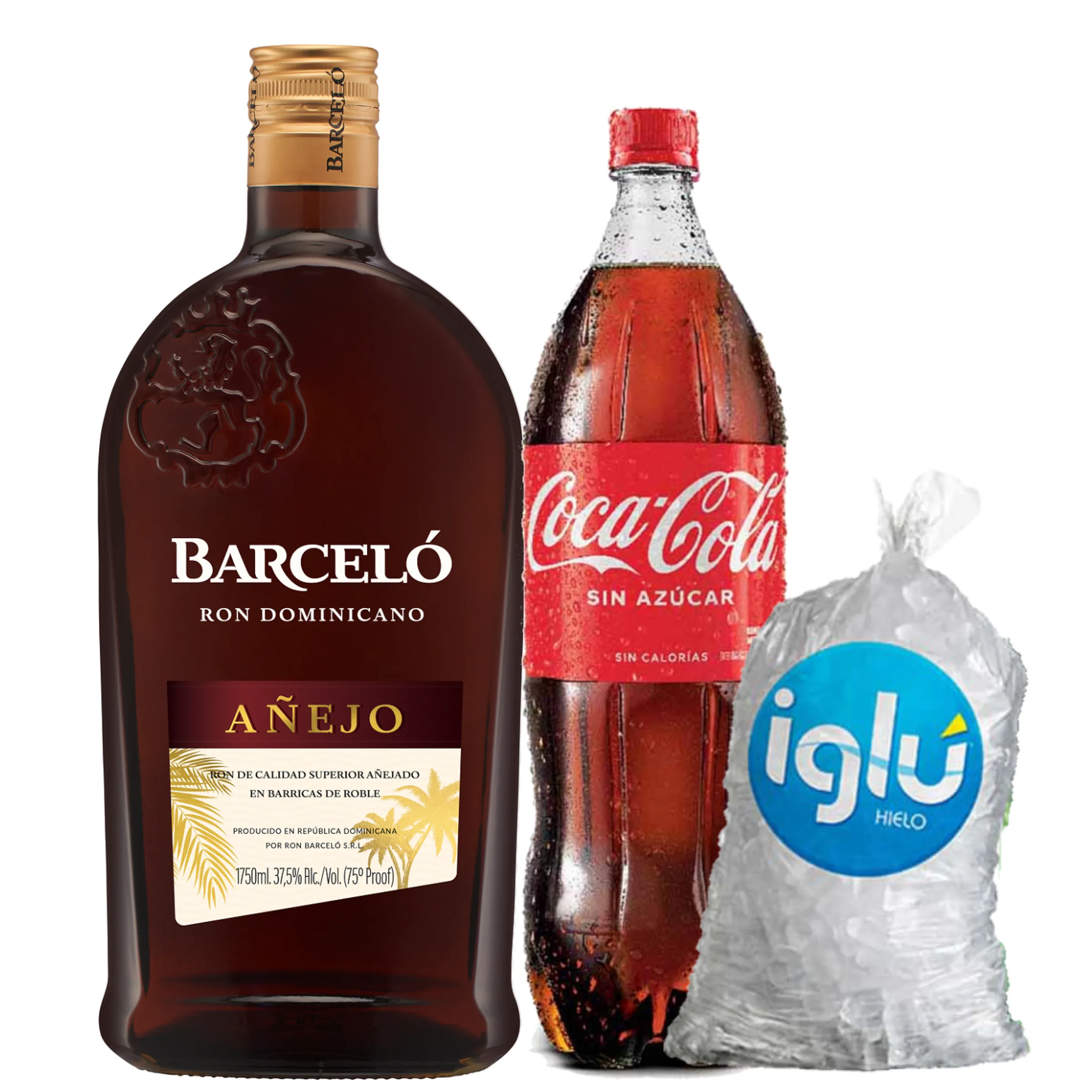 Pack (1 Ron Barcelo Añejo Garrafa x 1.75 Lt + 1 Coca Cola Sin Azúcar x ...