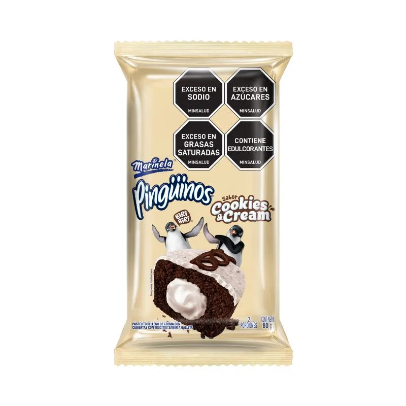 Pastelito relleno pinguinos marinela cookies & cream x 80 grs ...