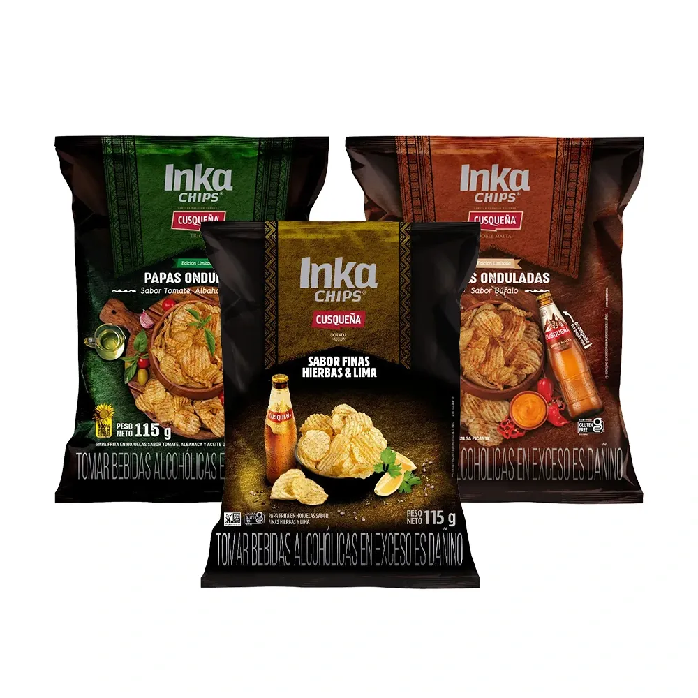 Pack Inka Chips Cusqueña (1 Tomate Albaca Y Oliva X 115 Gr + 1 Búfalo X 115 Gr + 1 Finas Hierbas ...