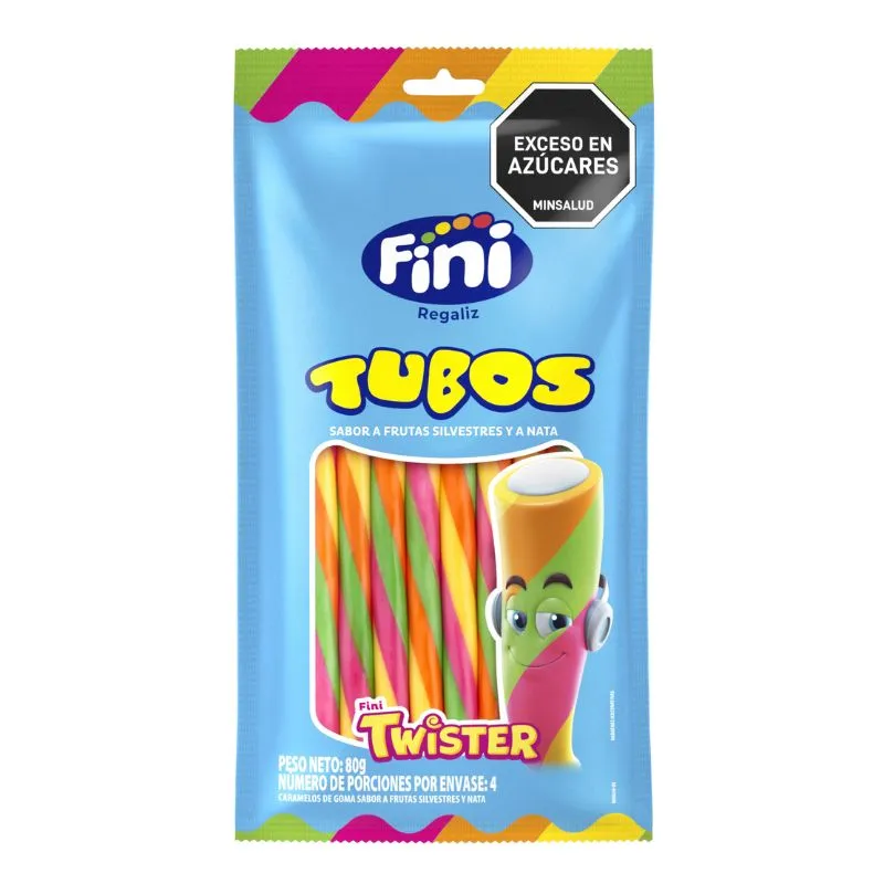 Gomas fini tubos twister frutas silvestres y nata x 80 grs ...