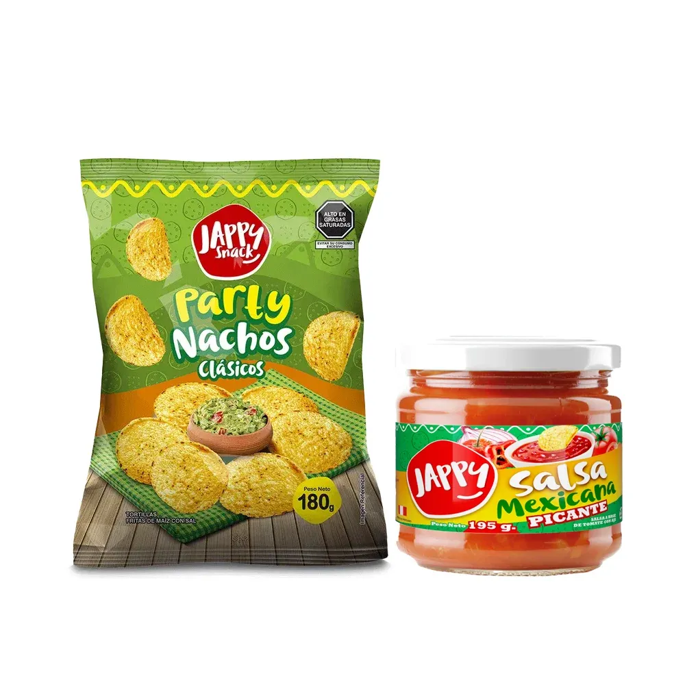 Pack (1 Nachos Jappy Snack Original x 180 Gr + 1 Salsa Mexicana Picante ...