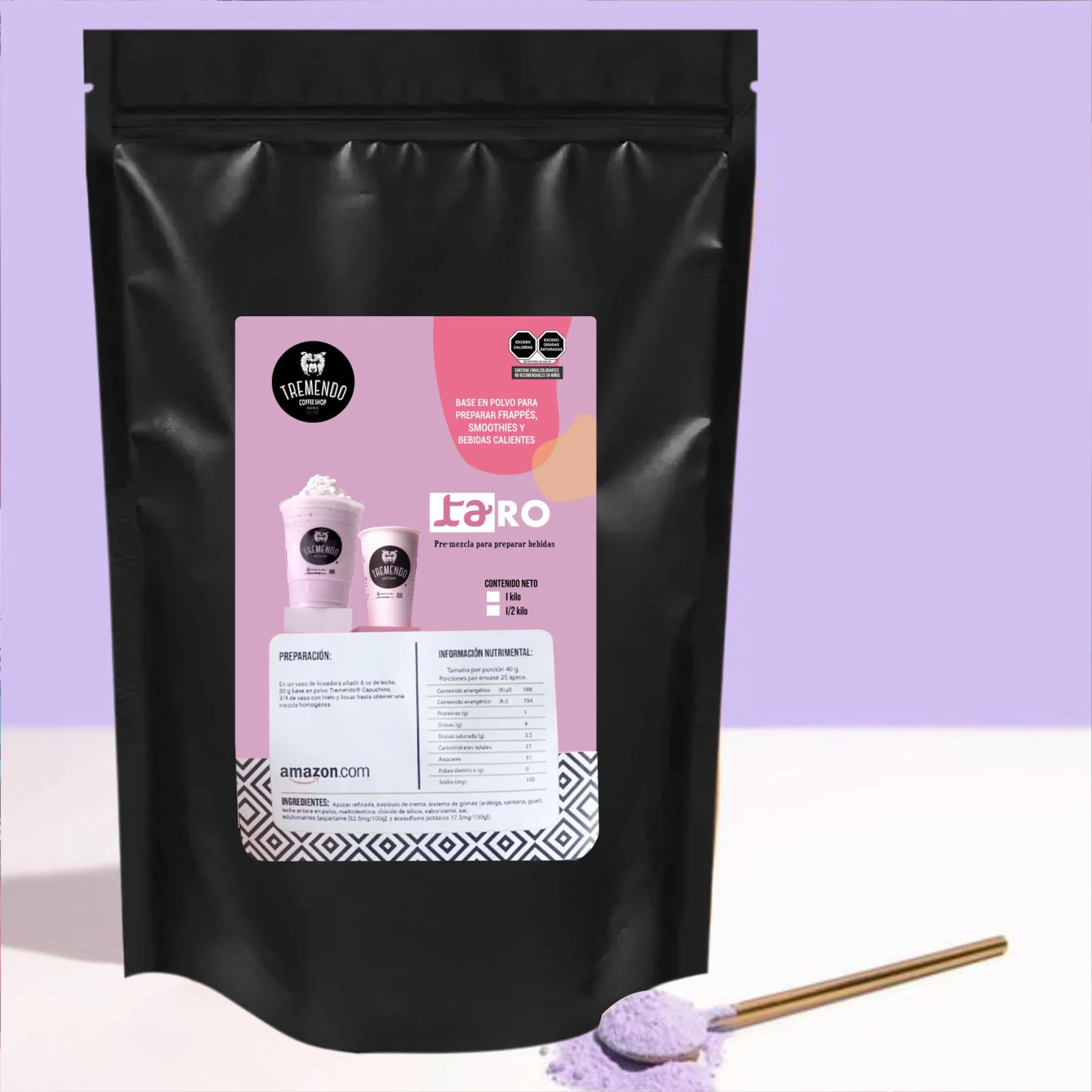 Taro 1 KG | 1000 gramos | Base Frappé | Caliente | Base en polvo para ...