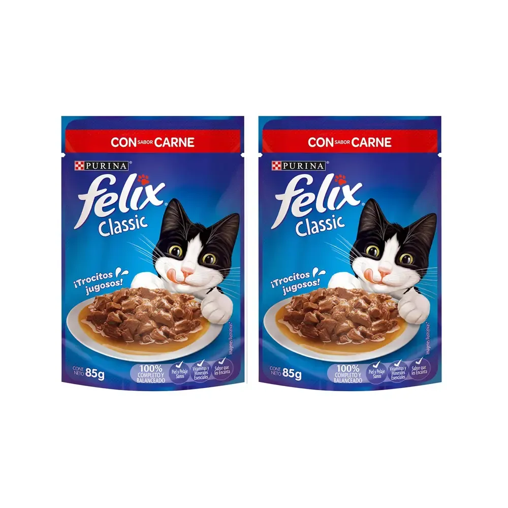 Pack 2 Comida de gato Felix Gatitos sabor carne 85 gr - Tambo | Cada ...