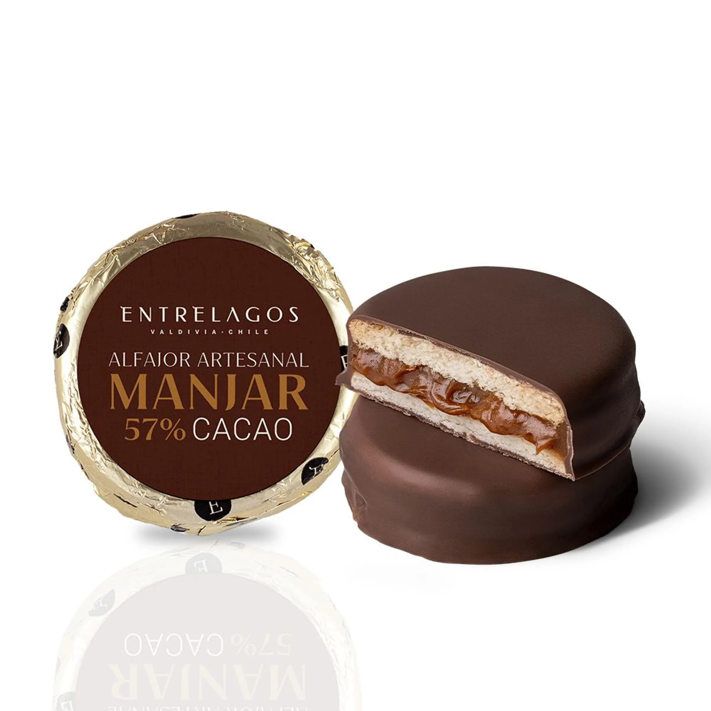 442 - Alfajor manjar chocolate bitter 50 gr. - Chocolatería Entrelagos ...