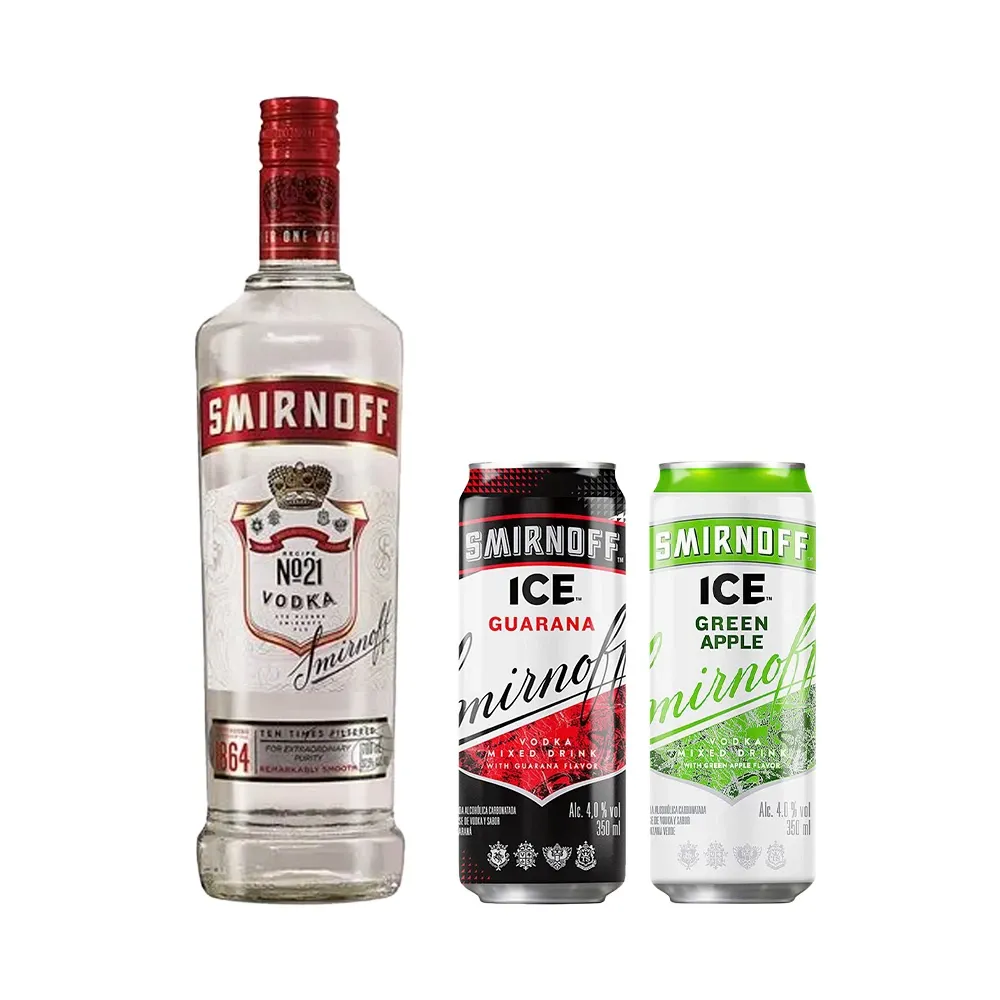 Pack (1 Vodka Smirnoff Red 700 ml + 1 Smirnoff Ice green Apple Lata 350 ...