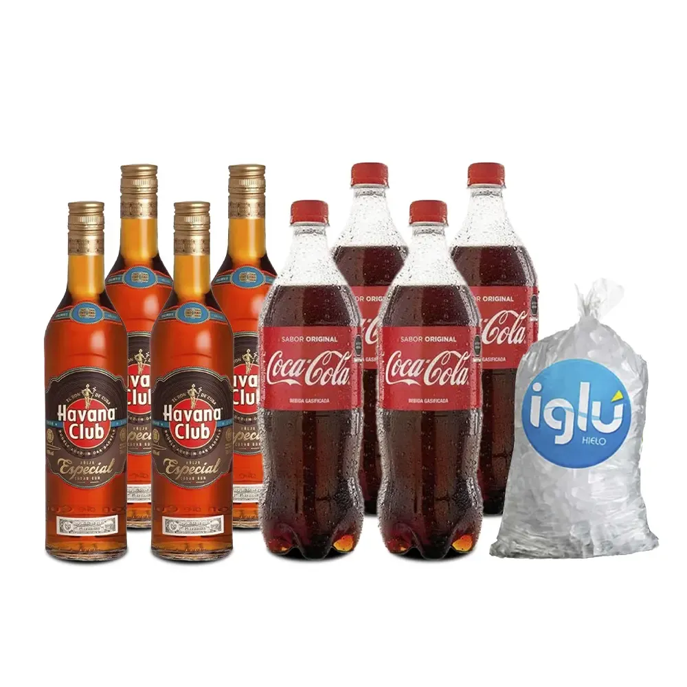 Pack 4 Ron Havana Club Añejo Especial 700 ml + 4 Coca Cola 1Lt + 4 Hielo 1.5Kg - Tambo | Cada ...