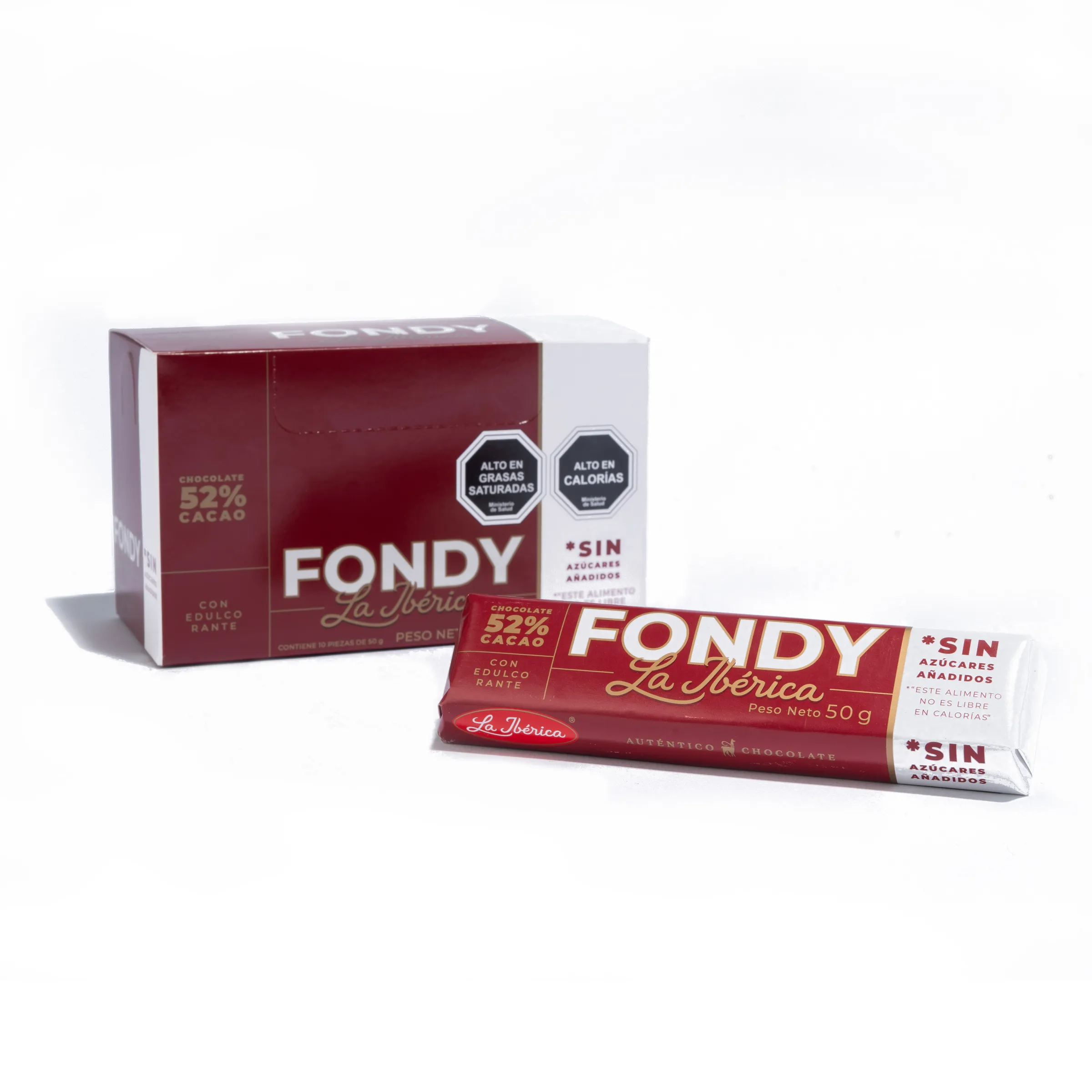 Barra fondy La Ibérica sin azúcar sp x 50 g x 10 pzas - La Ibérica - Tienda Online