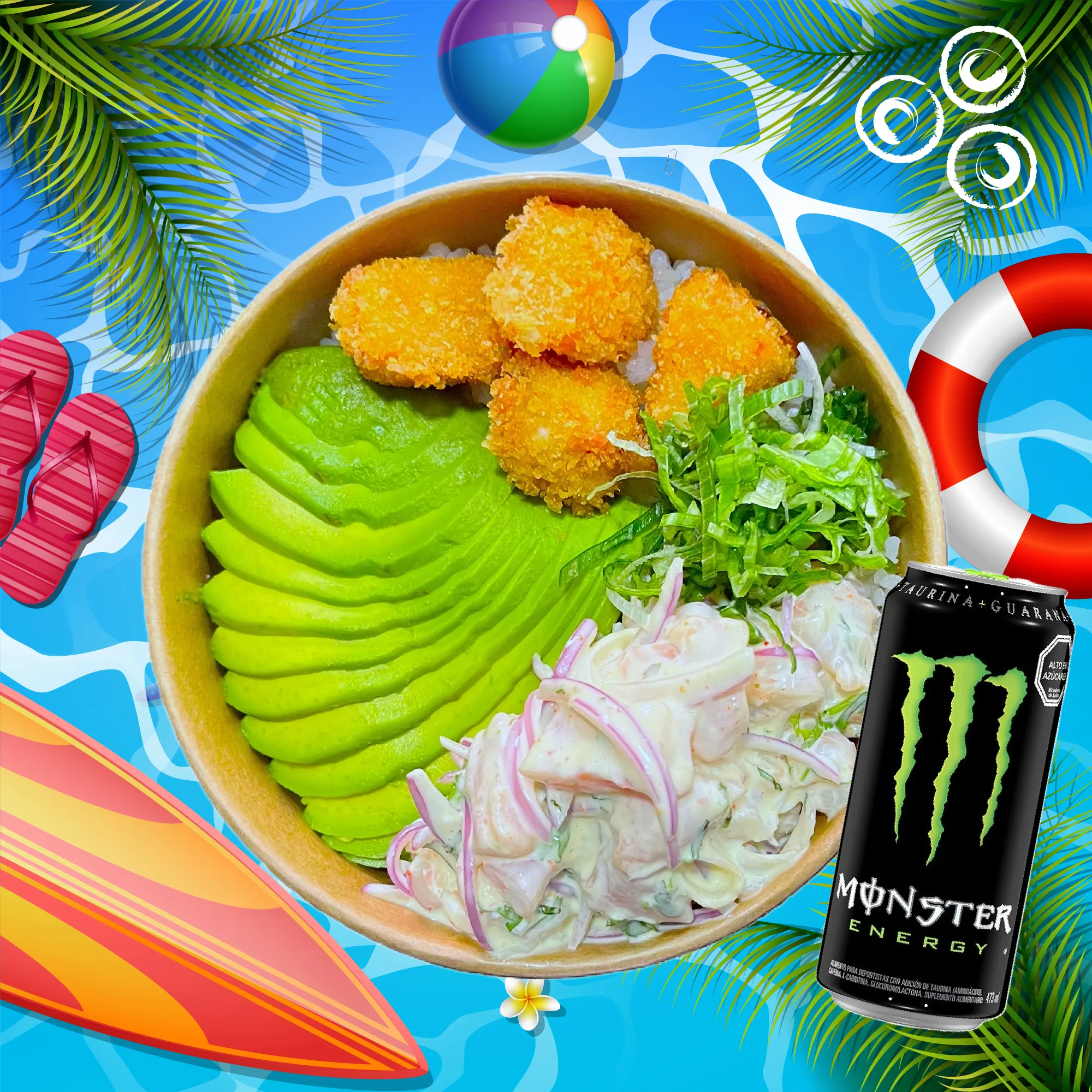 Gohan a Elección + Monster 473cc - TAMASHI SUSHI DELIVERY ONLINE