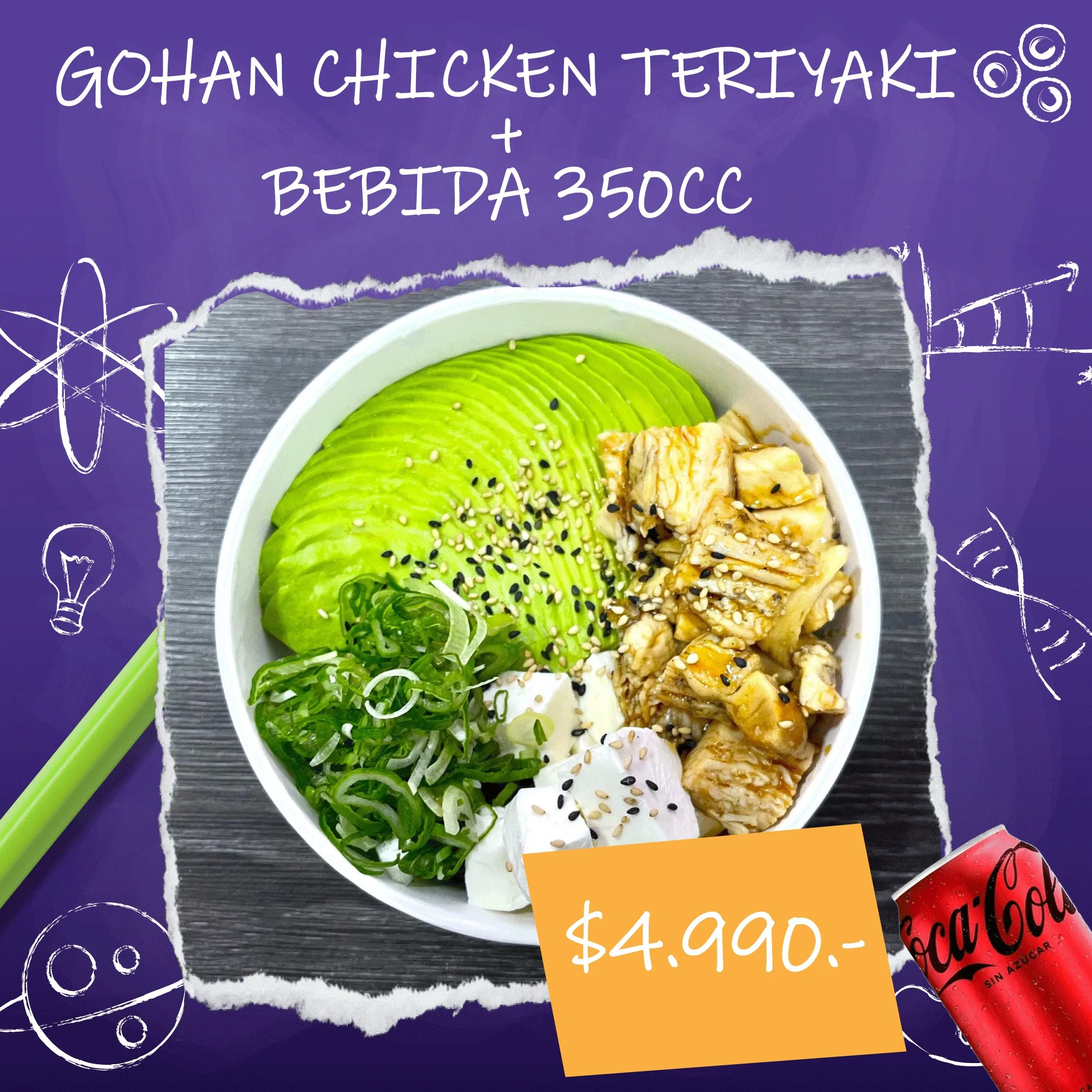 Gohan Chicken Teriyaki + Bebida 350cc - TAMASHI SUSHI DELIVERY ONLINE