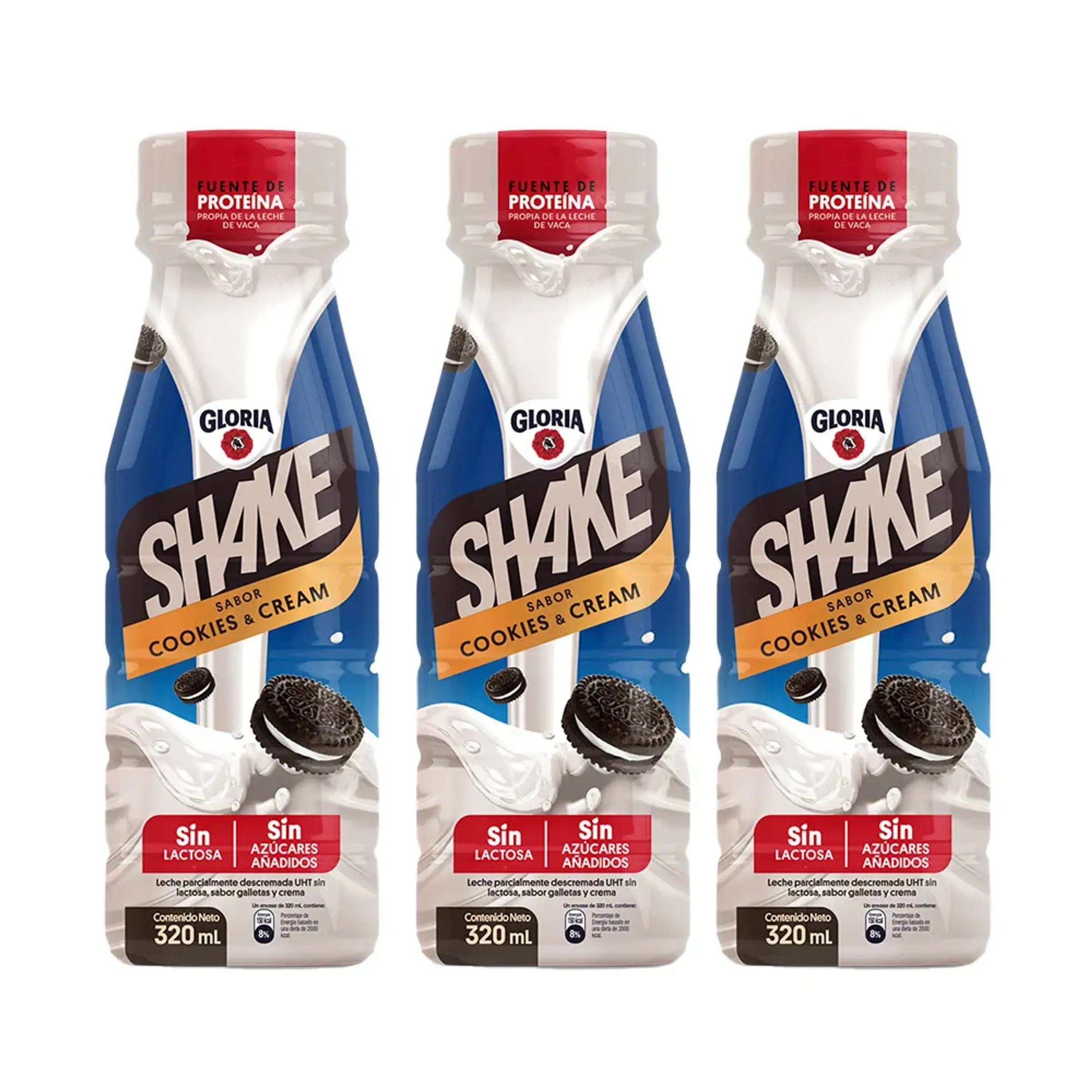 Pack (3 Bebida Lactea Uht Cookies & Cream Shake Gloria 320Ml) - Tambo ...