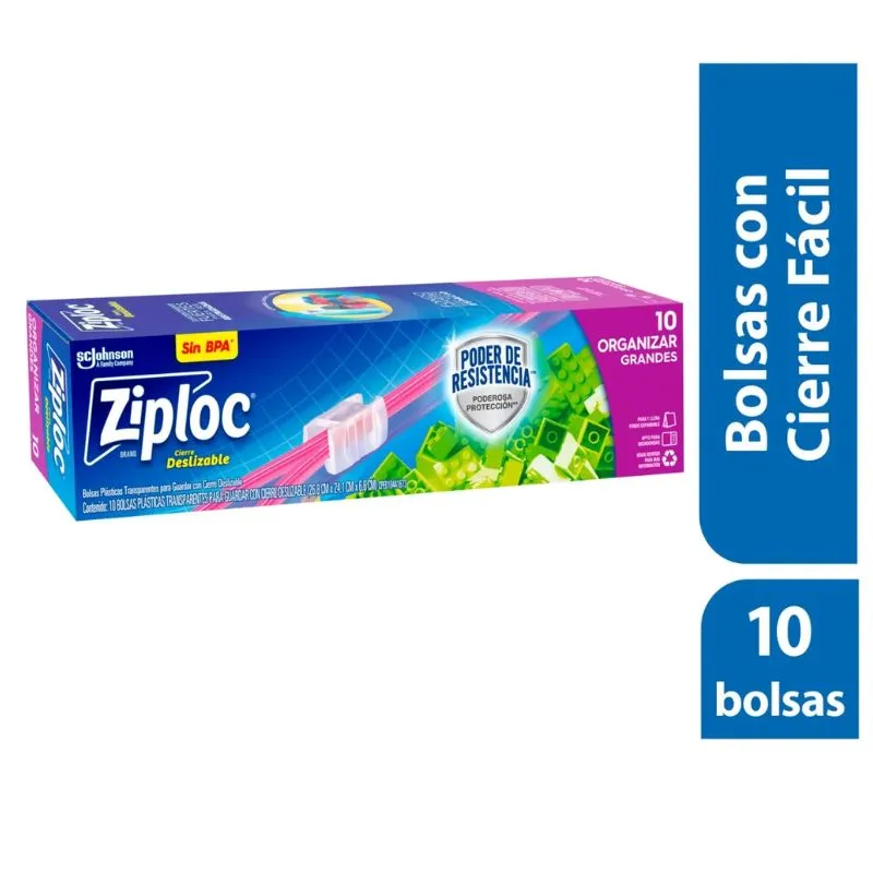 Bolsas reutilizables ziploc organizador grandes x 10 unds cierre facil - Supermercados La 80 ...