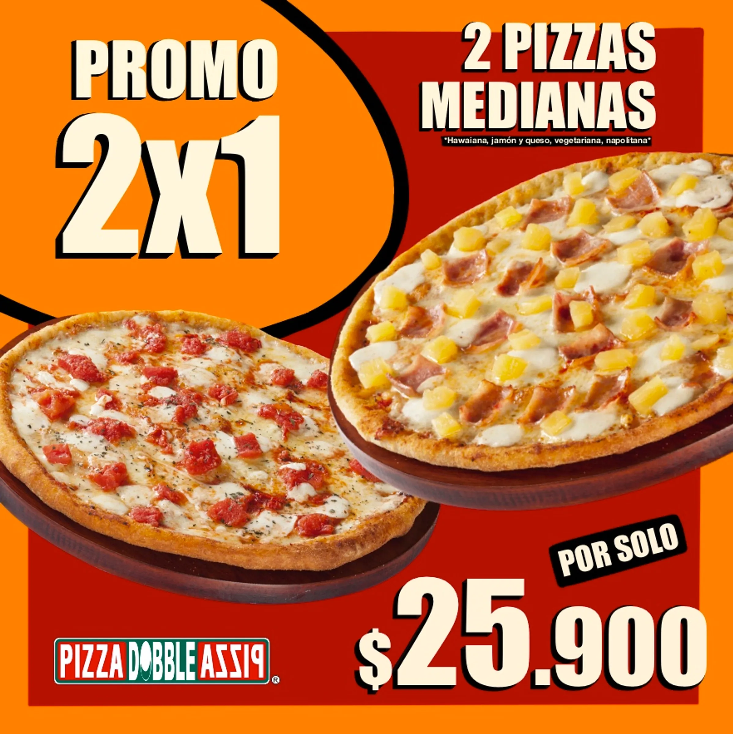 PROMO 2x1 MEDIANAS - Pizza doble pizza | Restaurante