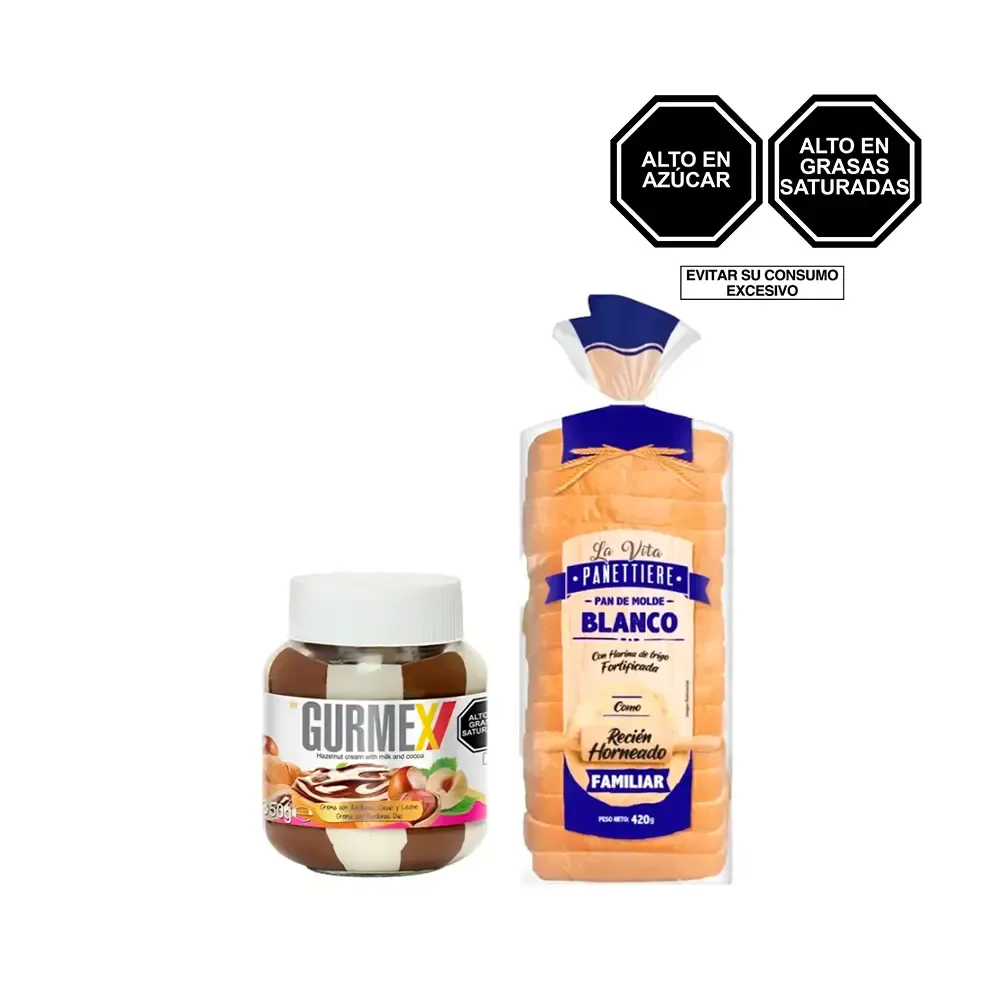 Pack (1 Crema Avellanas Gurmex Duo 350 Gr + 1 Pan Blanco La Vita ...