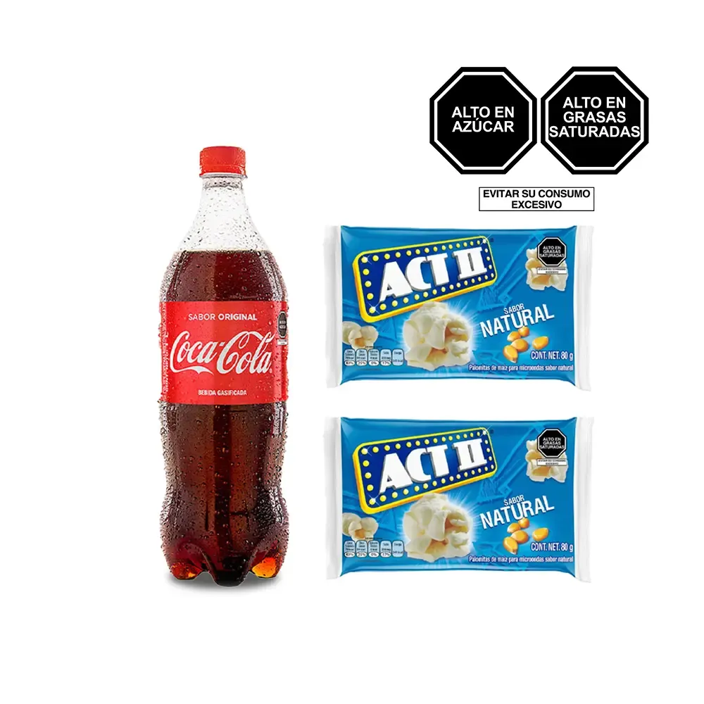 Pack (2 Pop Corn Act ll Natural X 80 Gr + Gaseosa Coca Cola 1 L ...