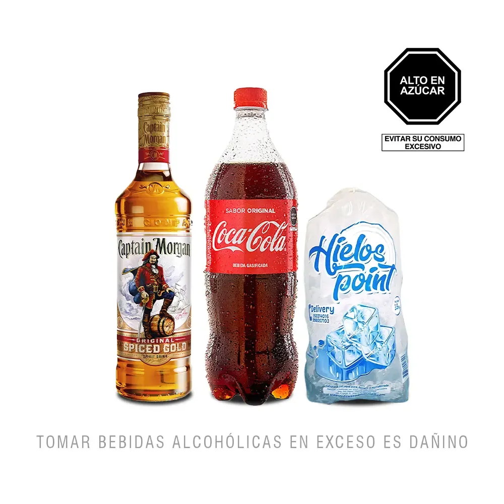Pack 1 Ron Captain Morgan 700Ml + 1 Coca Cola 1Lt + 1 Hielo Point 1.5Kg - Tambo | Cada vez más cerca