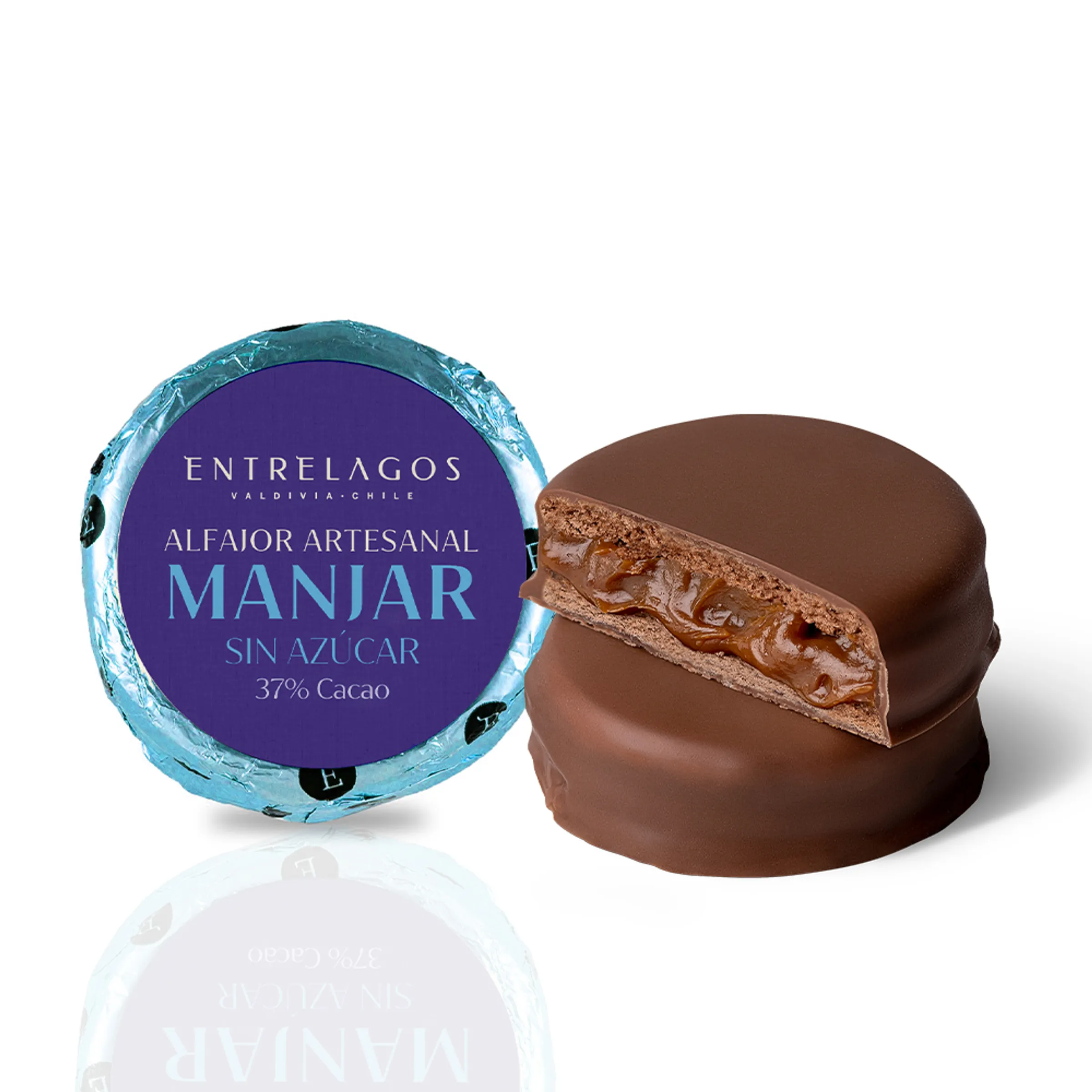 446 - Alfajor manjar chocolate leche sin azúcar 50 gr. - Chocolatería ...