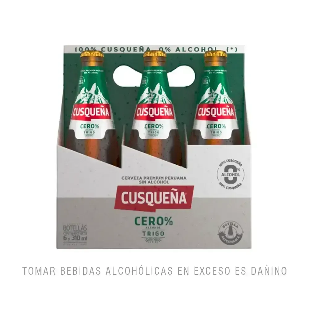 Cerveza Cusqueña cero sin alcohol trigo 6pack botella 310ml - Tambo ...