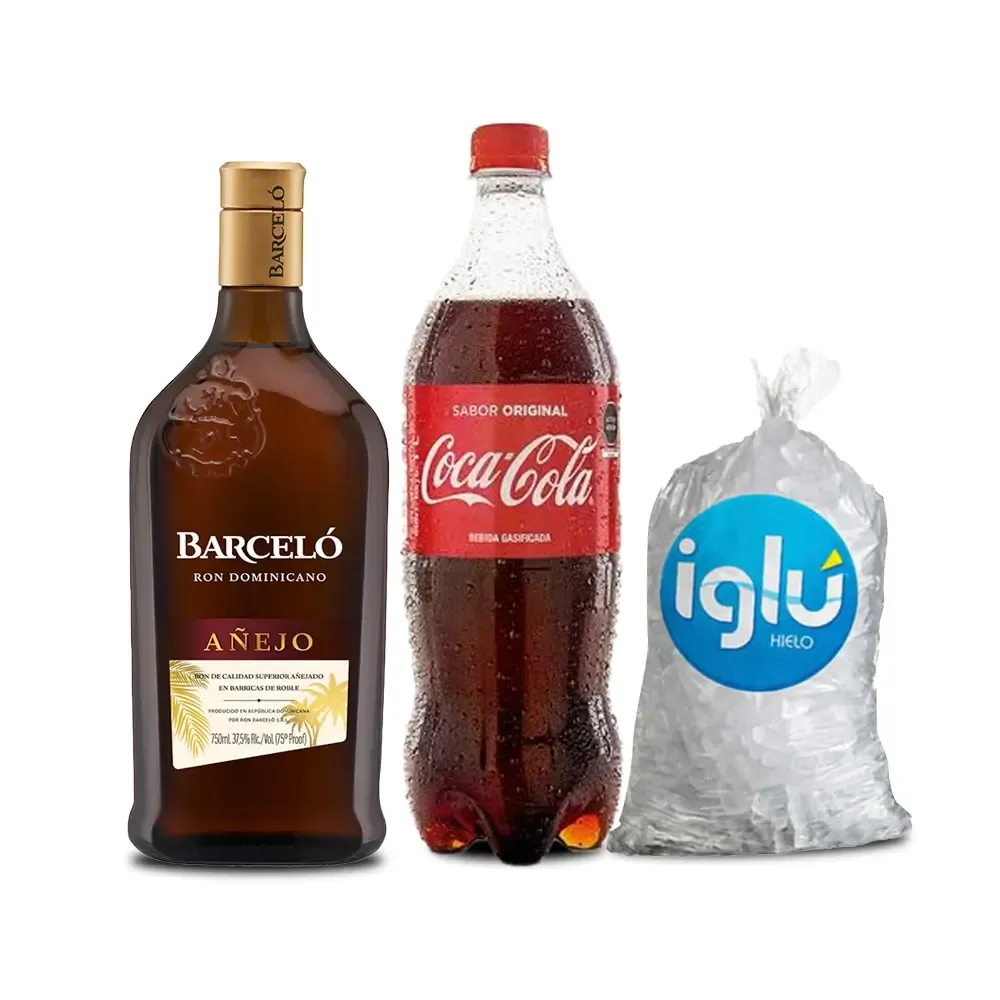 Pack (1 Ron Barceló Añejo 750ml + 1 Coca Cola 1LT + 1 Hielo) - Tambo ...