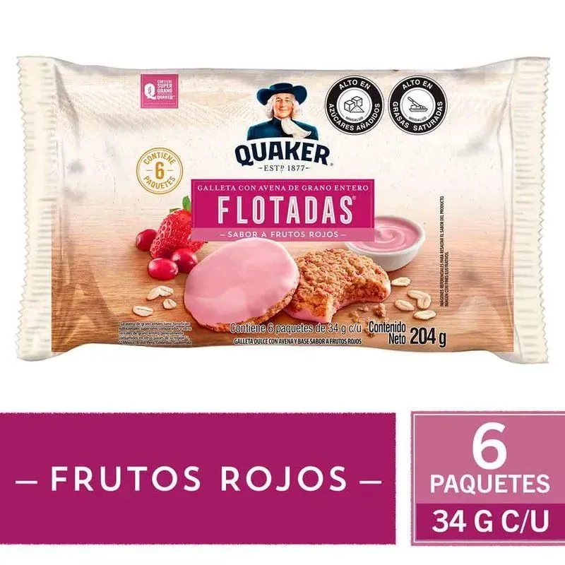 6 galletas quaker avena flotadas x 34 grs frutos rojos - Supermercados ...