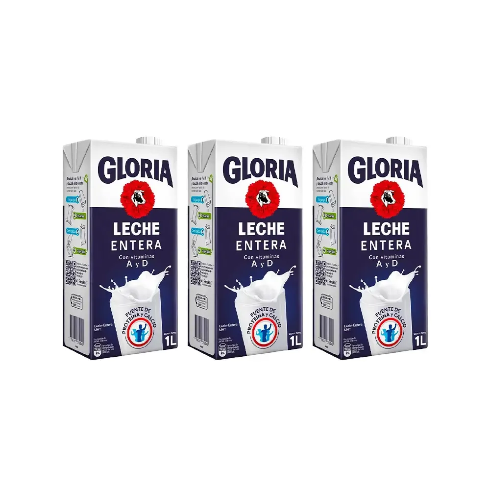 Pack 3 Leche Uht Gloria Entera X 1 Lt - Tambo | Cada vez más cerca