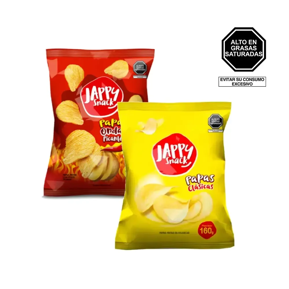 Pack (1 Papas Jappy Snack Clasicas x 160 Gr + 1 Papas Jappy Snack Ondas ...