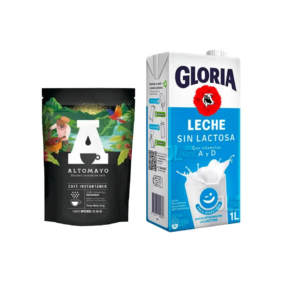 Pack (1 Café Instantáneo Gourmet Altomayo Doy Pack 45 gr + 1 Leche UHT ...
