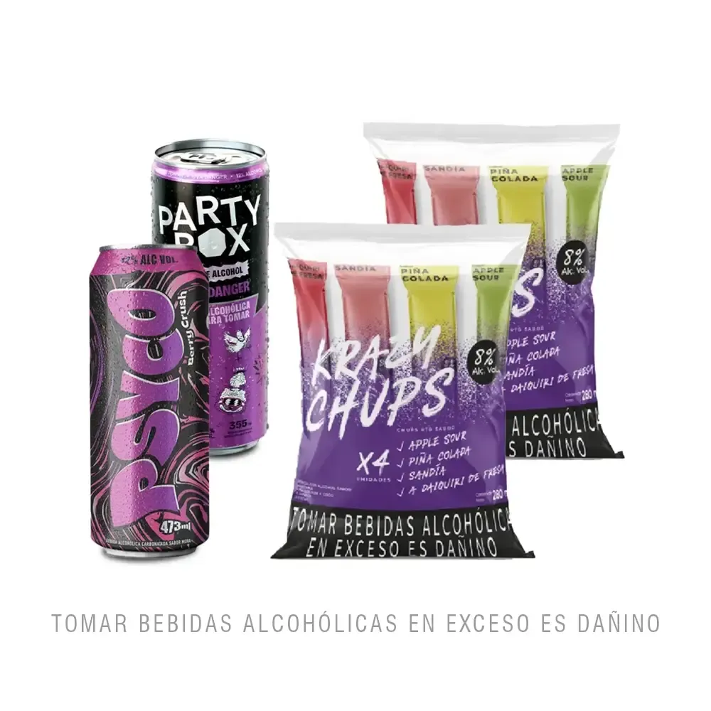 Pack (1 Rtd Party Box Uva Danger Lata 355 Ml + 1 Rtd Psyco Berry Crush ...