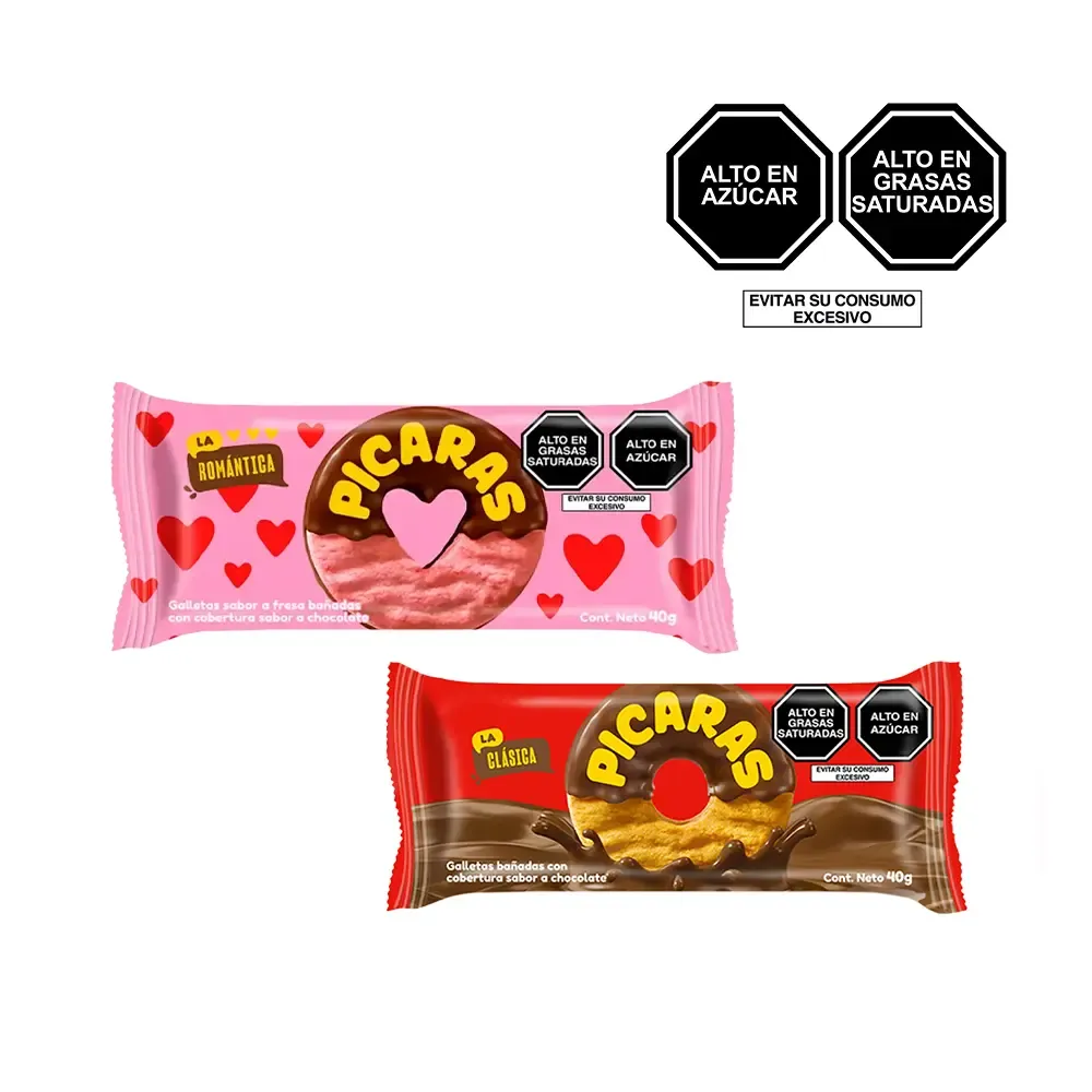 Pack (Galleta Picaras Corazón Fresa X 38 Gr + Galleta Picaras Clasica X ...