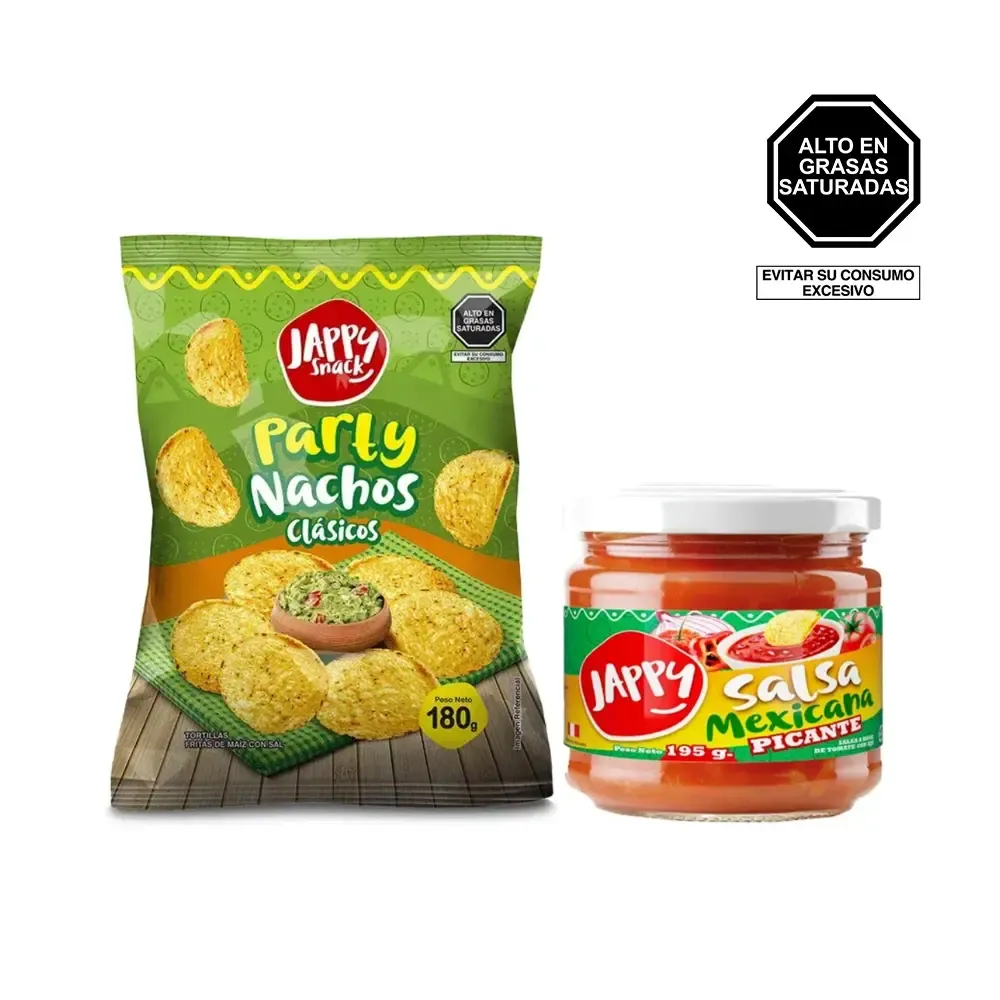 Pack (1 Nachos Jappy Snack Original x 180 Gr + 1 Salsa Mexicana Picante ...