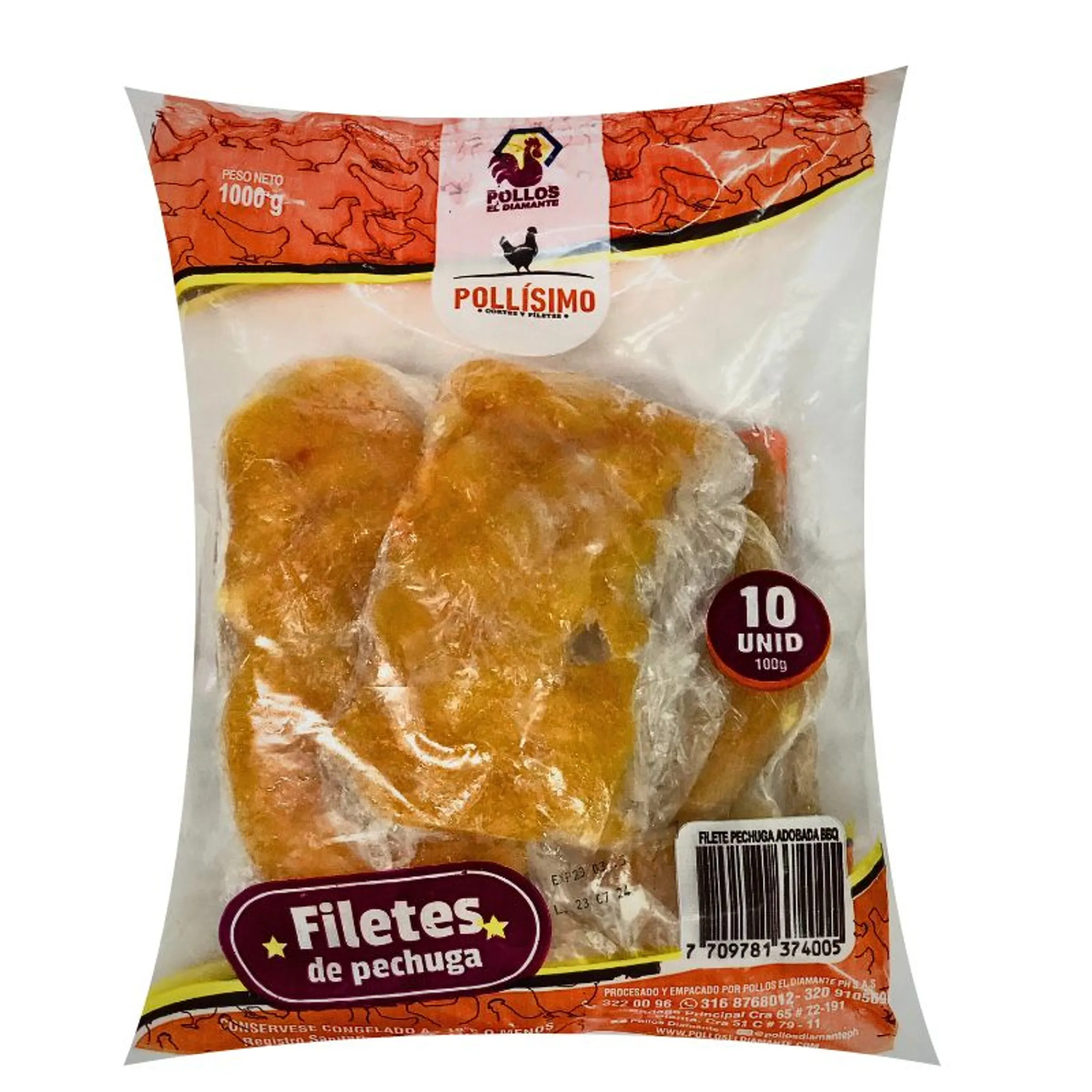 FILETE DE PECHUGA POLLISIMO ADOBADA BBQ X 1000 GRS 10 UNDS ...