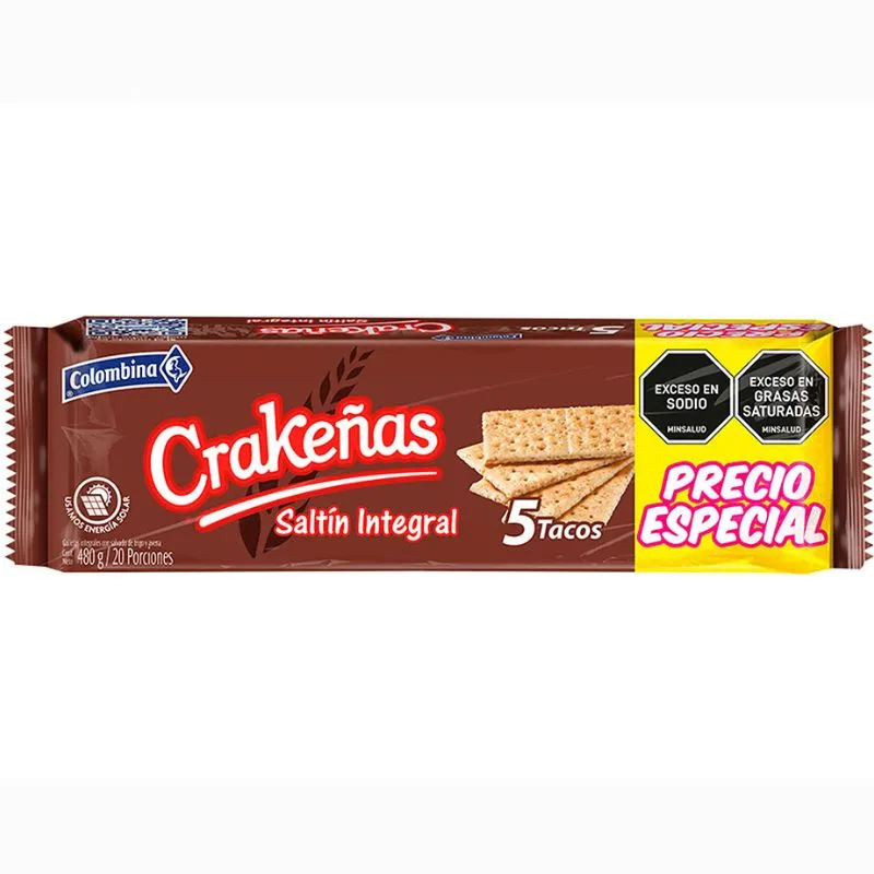 GALLETAS CRAKEÑAS SALTIN INTEGRAL 480G 5 TACOS PRECIO ESPECIAL ...