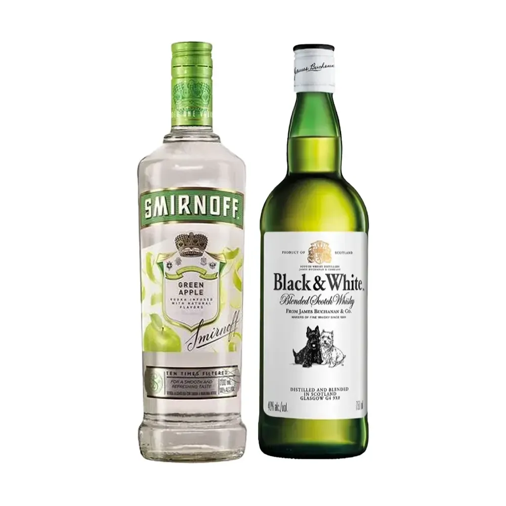 Pack (1 Vodka Smirnoff Green Apple 0.7L + 1 Black & White 0.7L) - Tambo ...